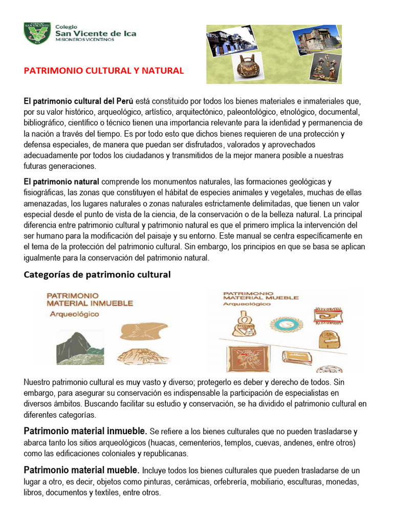 Patrimonio Cultural y Natural | PDF | Patrimonio cultural | Bienes (Ley)