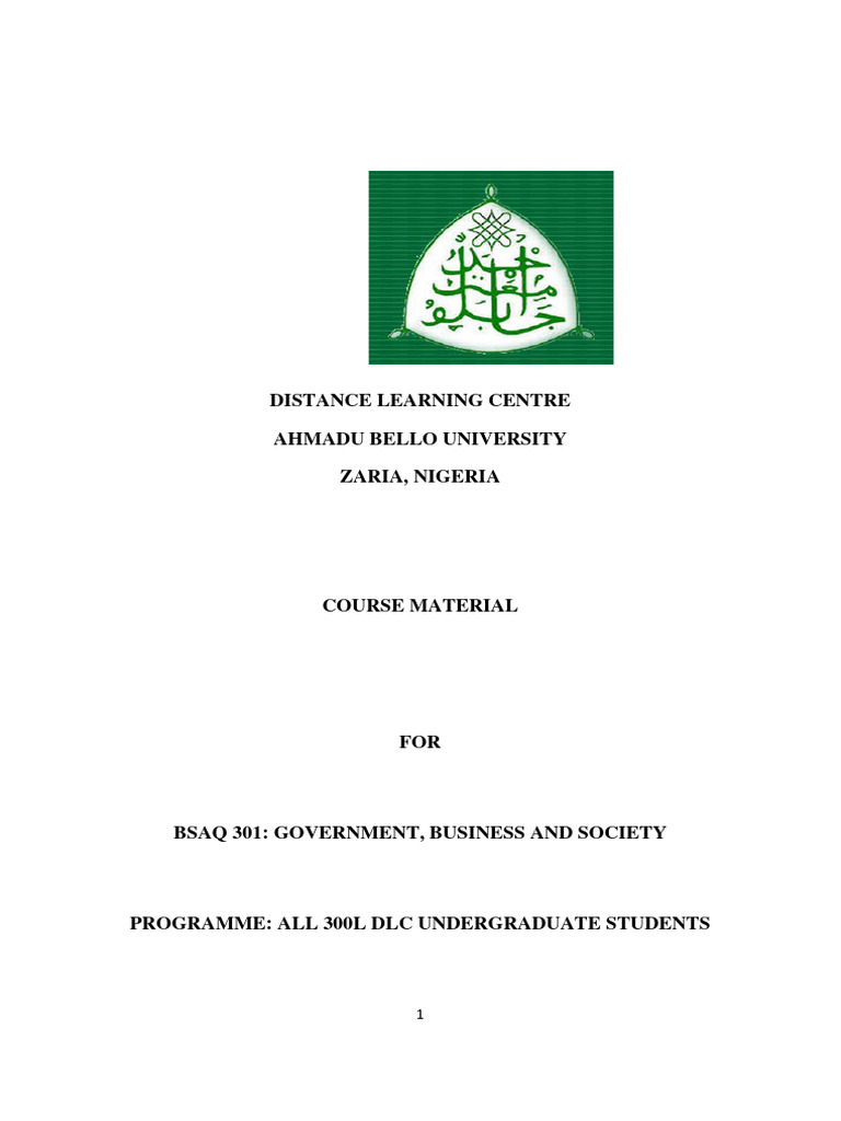 ABUDLC - BSAQ 301 Business, Government and Society | PDF | Institution ...