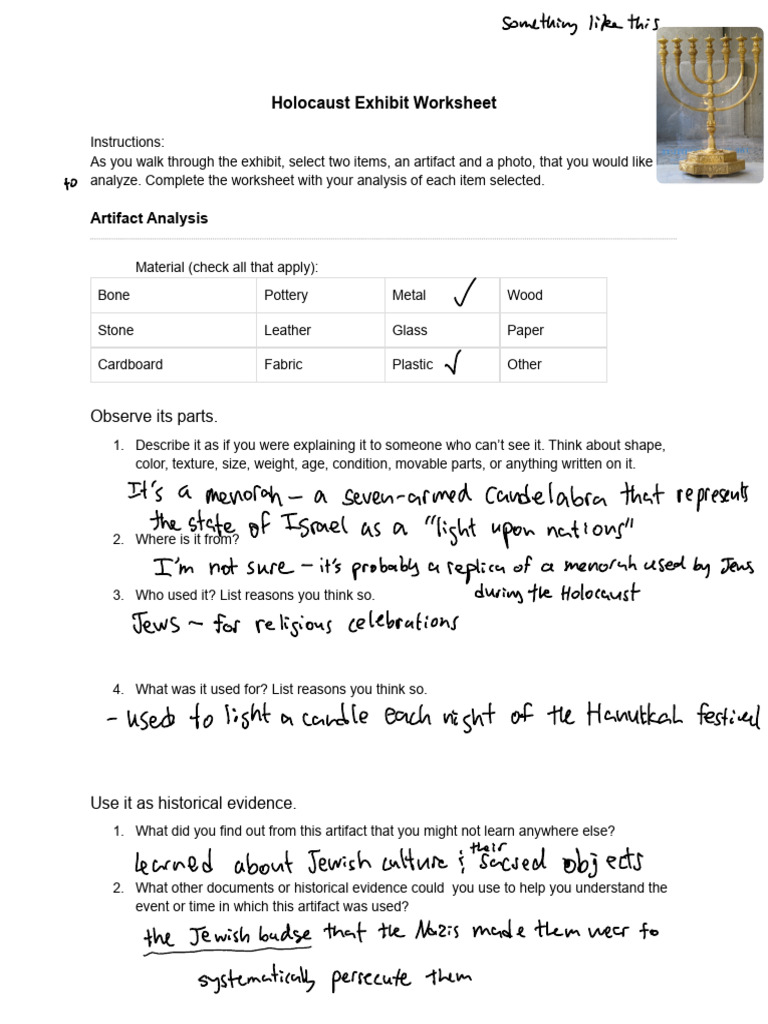 Holocaust Exhibit Worksheet | PDF | Artifact (Archaeology)