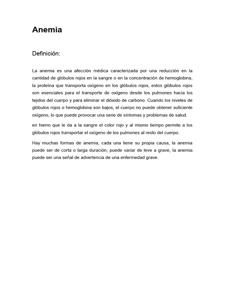 Anemia | PDF | Glóbulo rojo | Anemia