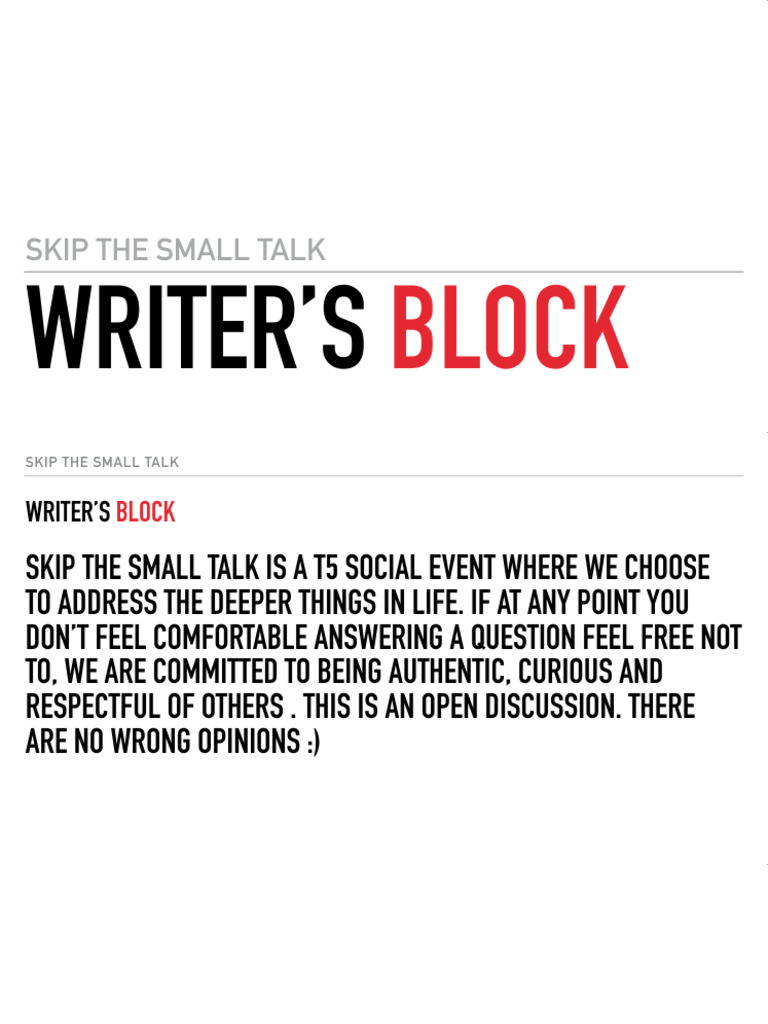 Skip The Small Talk - Writer's Block | PDF