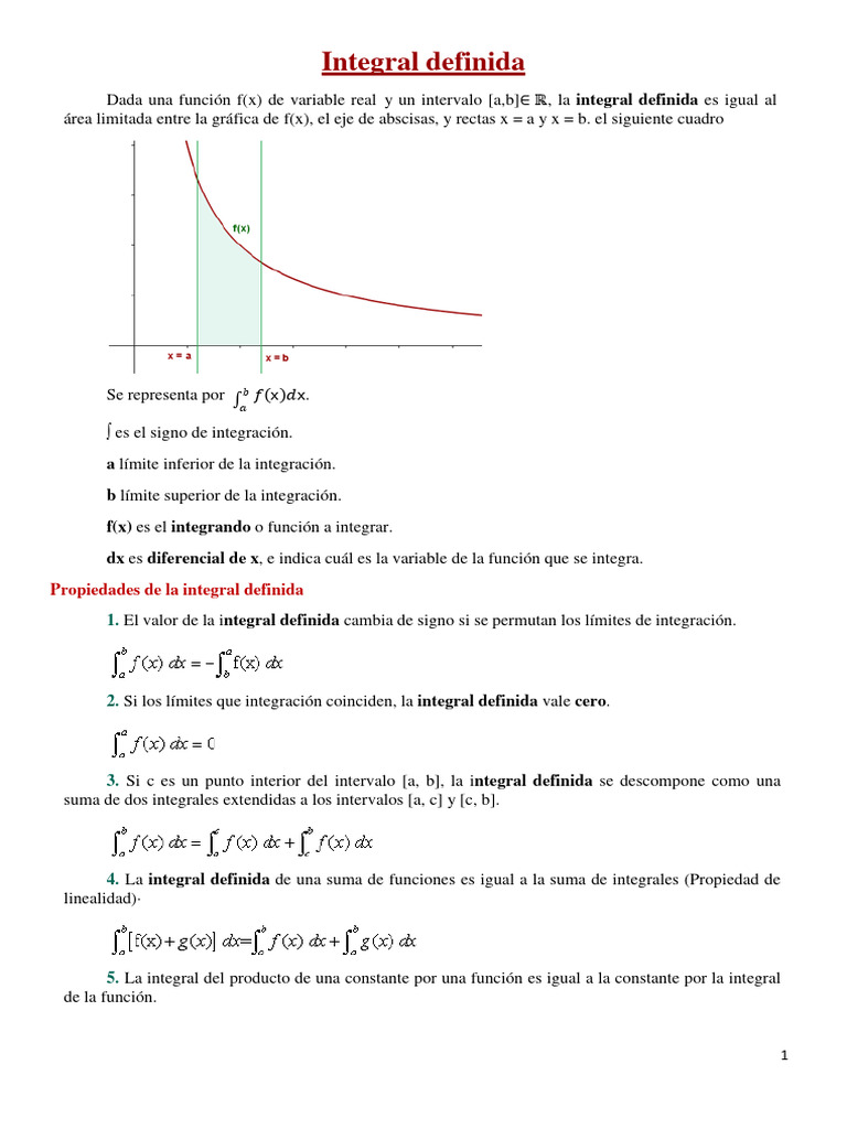 Integral Definida: Propiedades y Aplicaciones | PDF | Integral ...