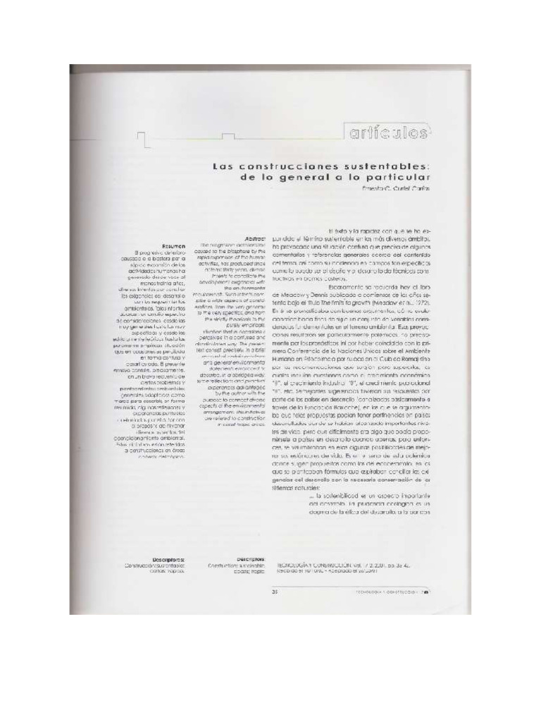 Artic. Const. Sust. (2001) | PDF | Desarrollo sostenible | Agua