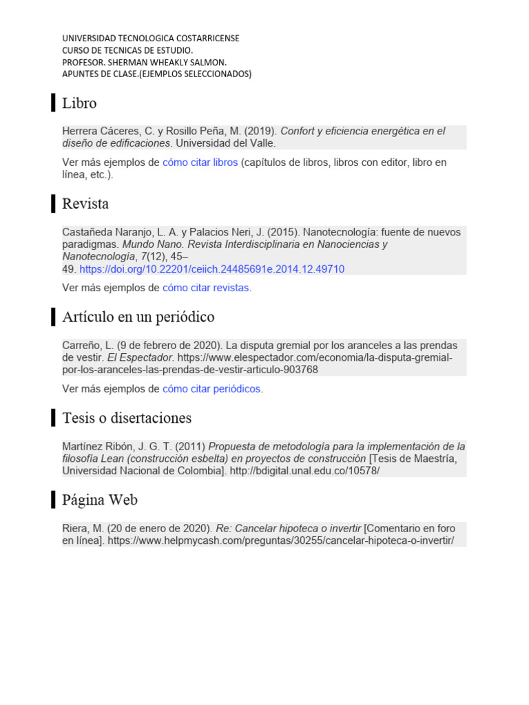 Ejemplo de Bibliografia Estilo Apa | PDF