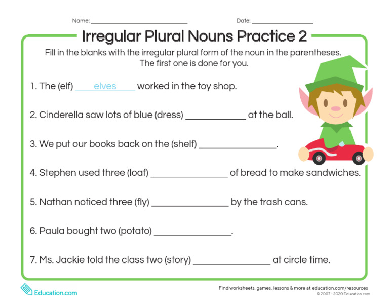 Irregular Plural Nouns Practice 2 | PDF | Language Arts & Discipline