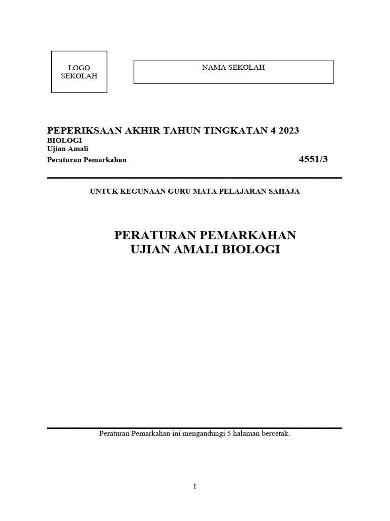Skema Pat T4 2023 Uas Biologi (K3) | PDF