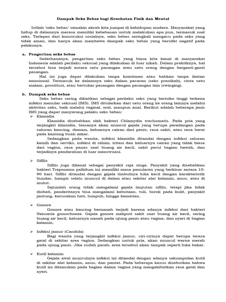 Dampak Seks Bebas Bagi Kesehatan Fisik Dan Mental | PDF