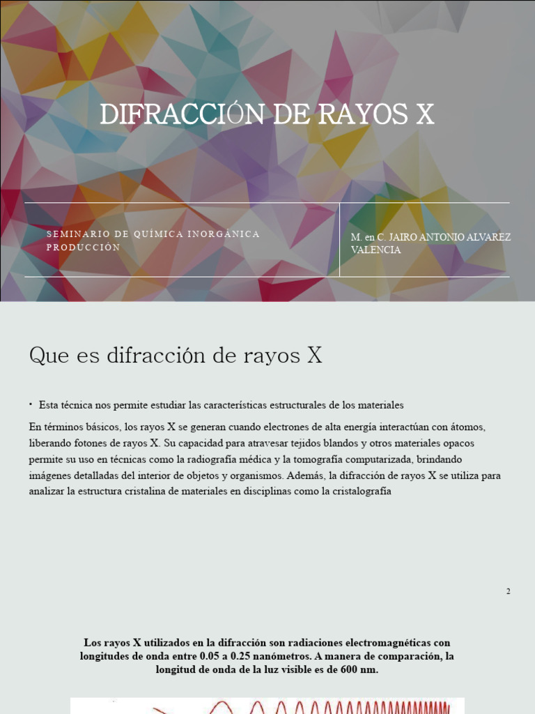 Difraccion de Rayos X Seminario 2.2 | PDF | Rayo X | Cristalografía de rayos X
