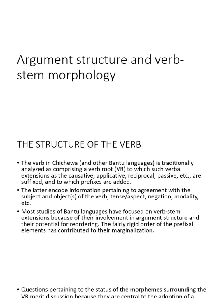 Bantu Verb Morphology and Argument Structure | PDF | Verb | Morphology ...