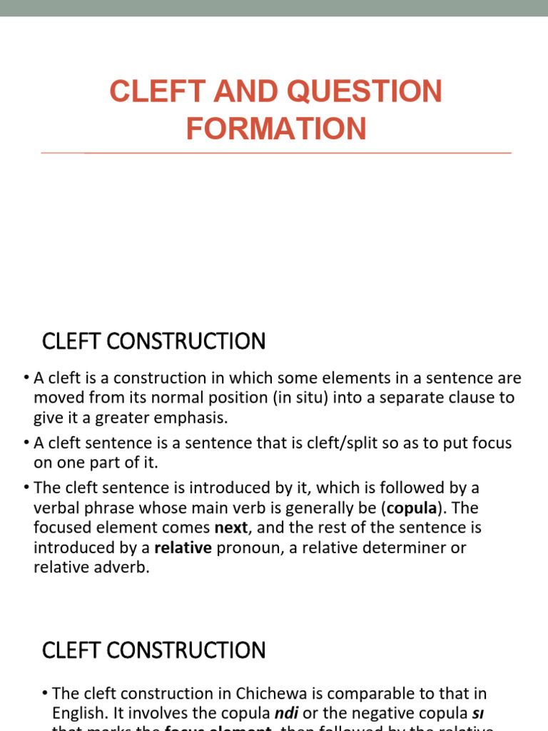 Cleft Construction and Question Formation | PDF | Verb | Grammar