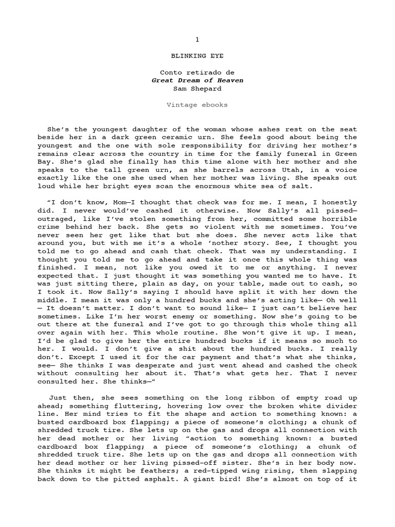 BLINKING EYE, de Sam Shepard | PDF