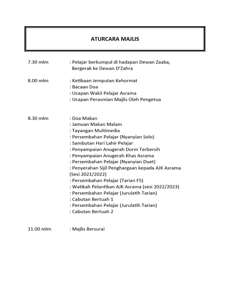 Aturcara Majlis | PDF