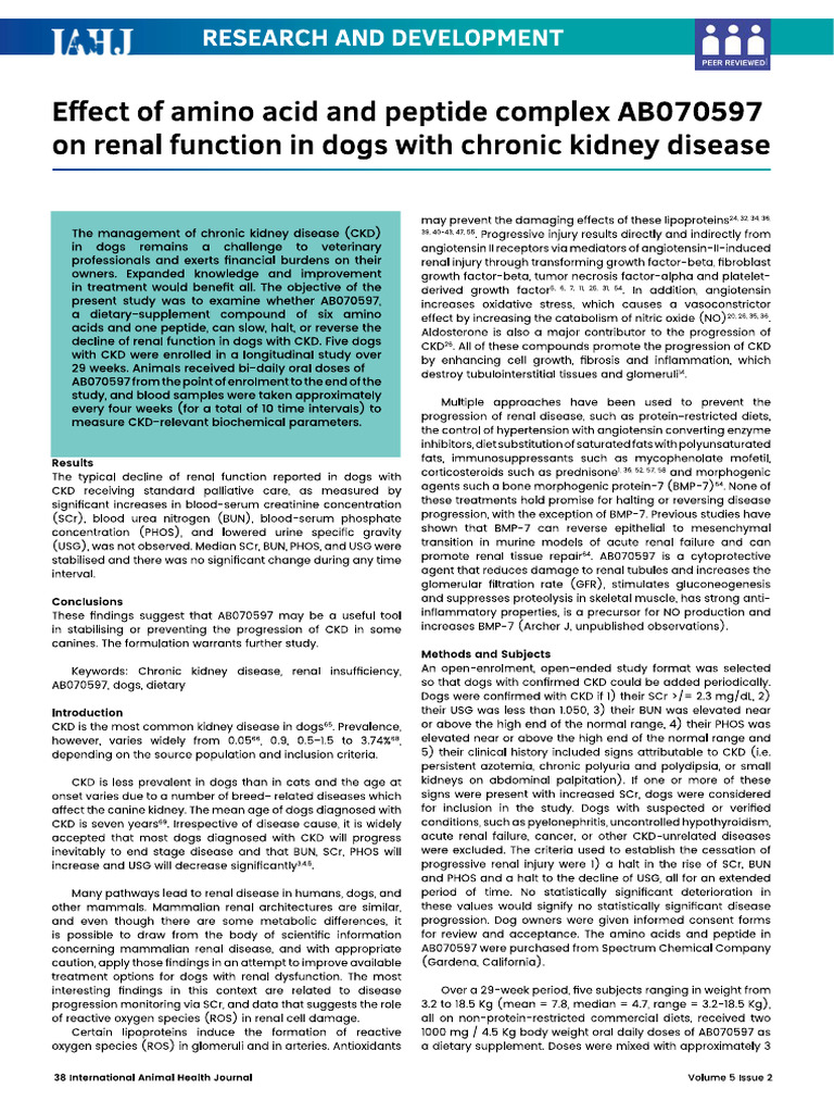 Effect of Amino Acid and Peptide Complex AB070597 - IAHJ | PDF