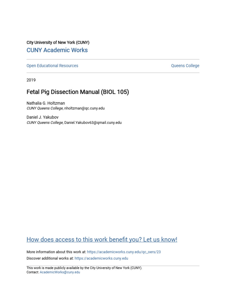 Fetal Pig Dissection Manual (BIOL 105) | PDF | Small Intestine | Larynx