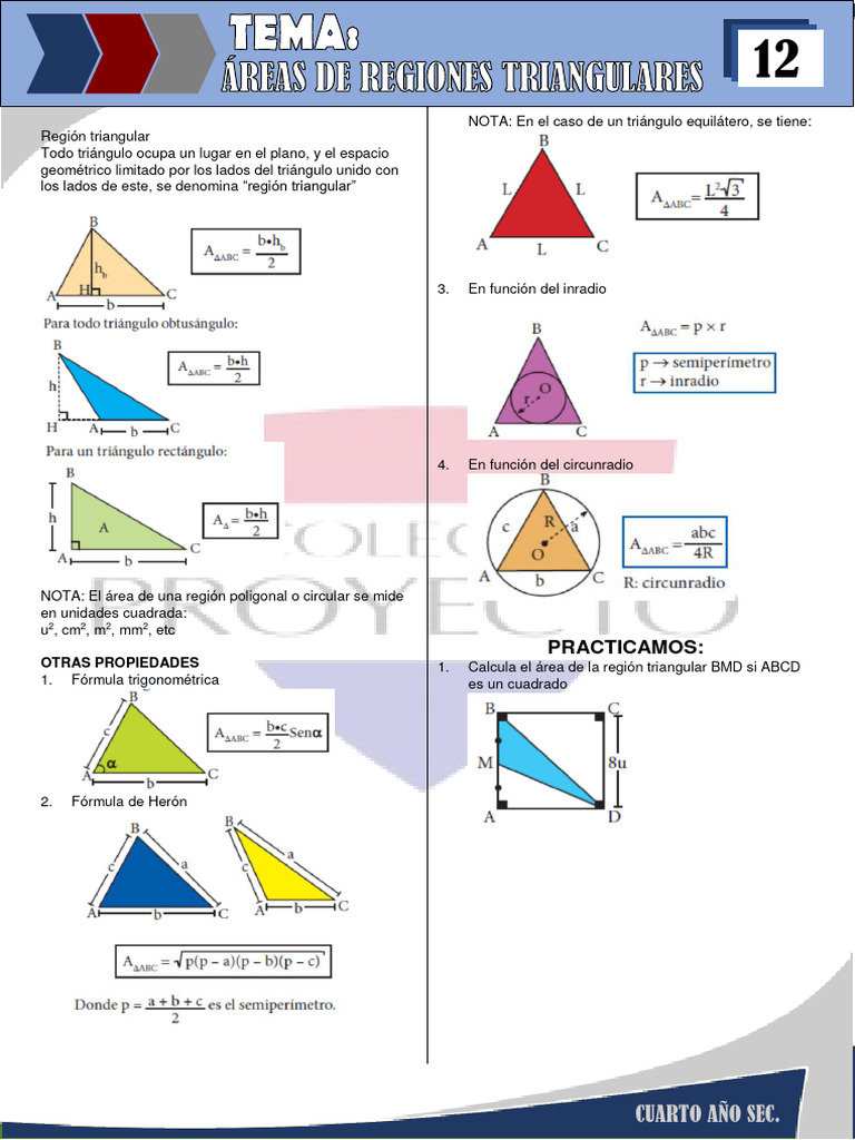 ÁREAS DE REGIONES TRIANGULARES | PDF | Triángulo | Geometría triangular
