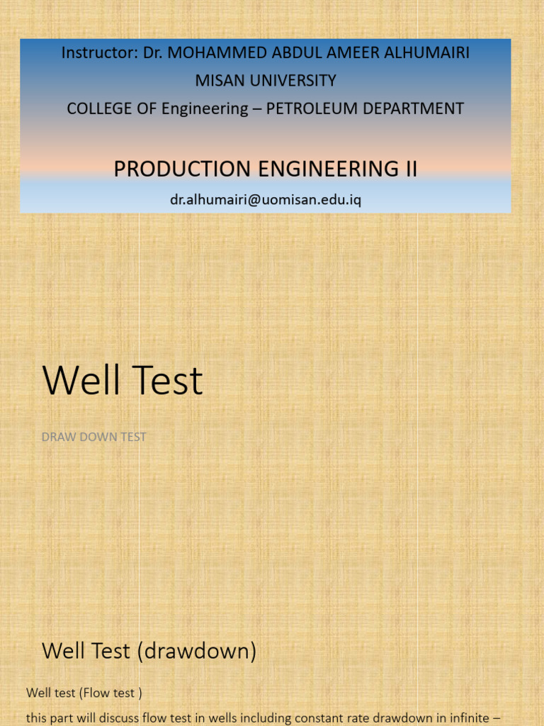 Well Test Drawdown | PDF | Science & Mathematics