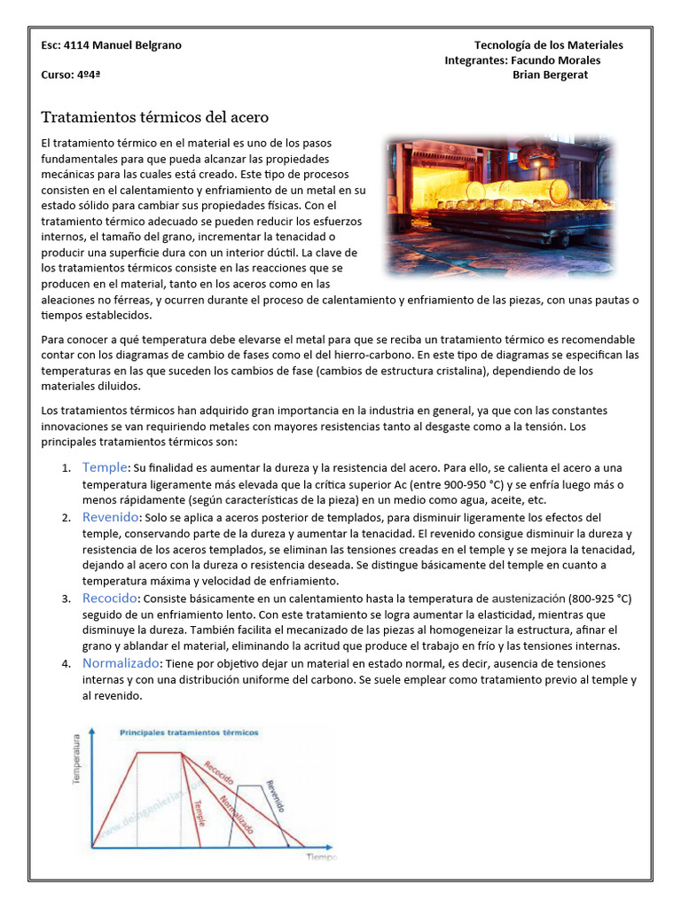 Tratamientos Térmicos Del Acero | PDF | Tratamiento a base de calor | Acero