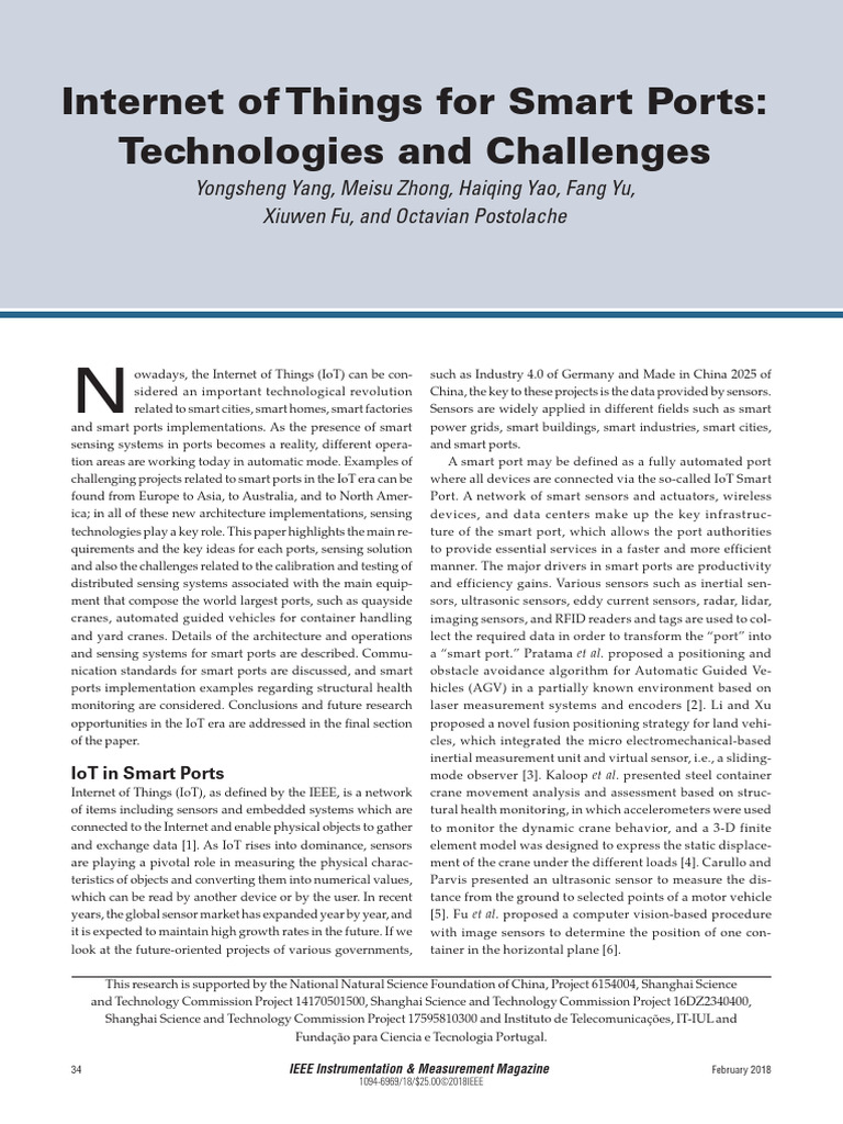 Internet of Things For Smart Ports: Technologies and Challenges | PDF | Wireless Sensor Network ...