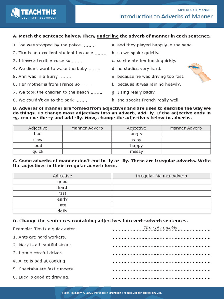 E2 Adverbs of Manner | PDF | Adverb