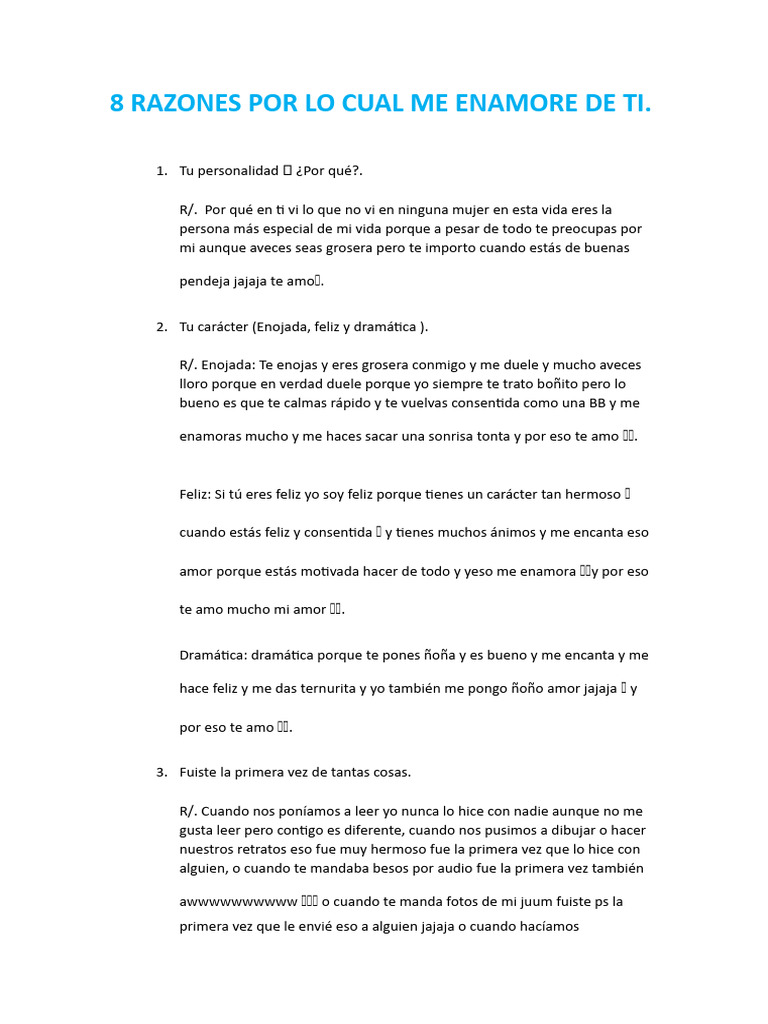 8 Razones Por La Cual Me Enamore de Ti. | PDF