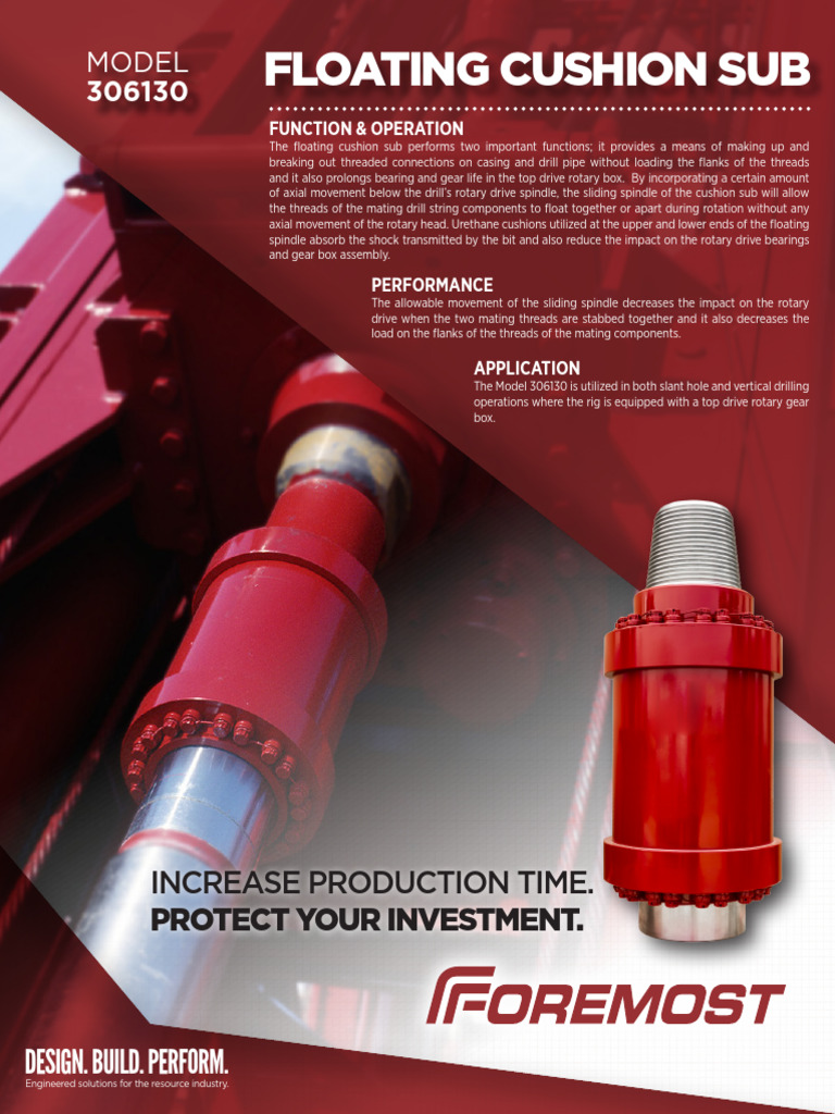 Floating Cushion Sub Model 306130 | PDF | Gear | Drill