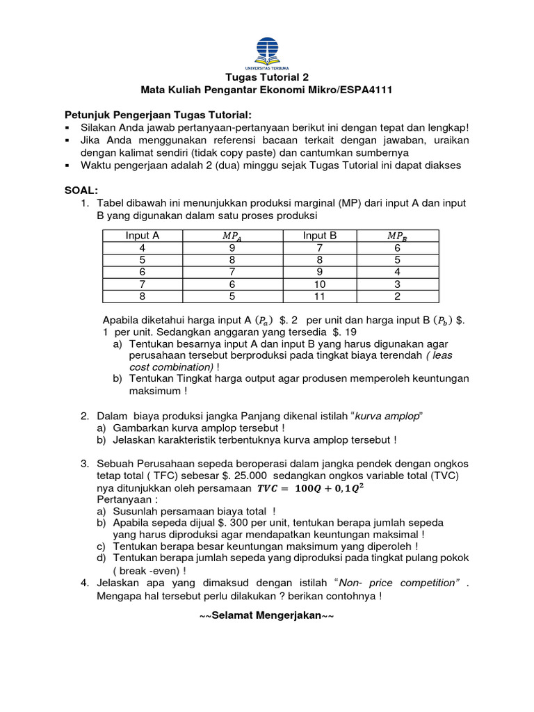 Tugas 2 Pengantar Ekonomi Mikro, Losfalozi | PDF