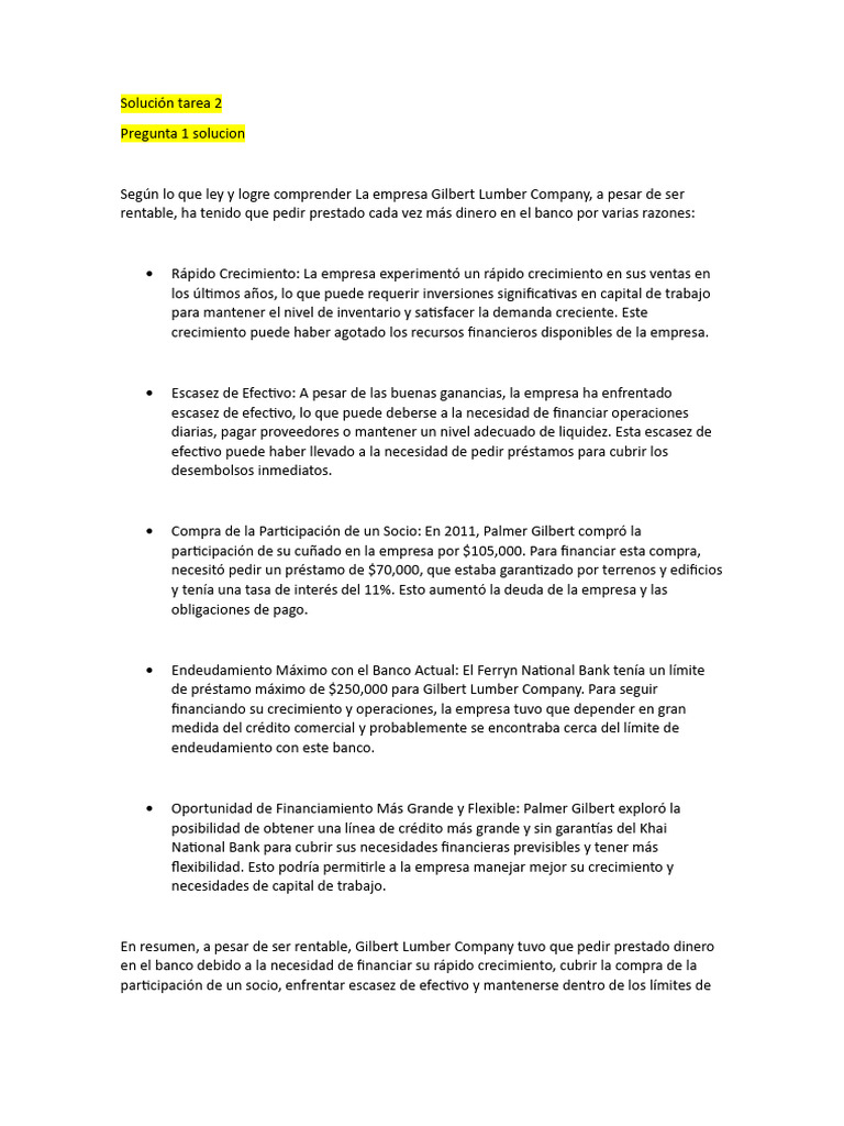 Solución tarea 2 | PDF | Bancos | Business Solución tarea 2 | PDF | Bancos | Business