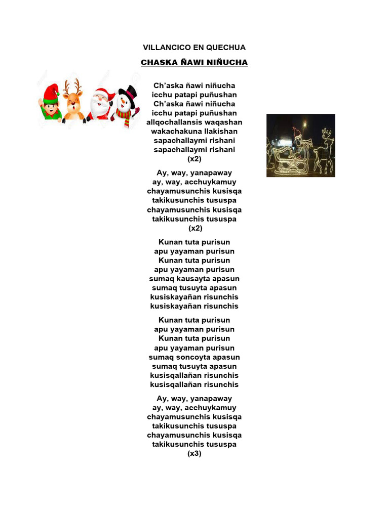 Quechua Villancicos Lyrics Collection | PDF | Religion & Spirituality