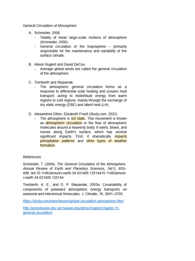 General Circulation of Atmosphere | PDF | Science & Mathematics