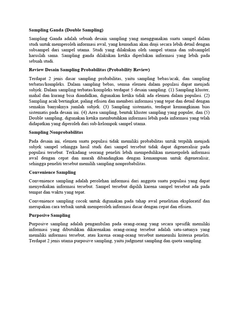 Panduan Lengkap Sampling Ganda dan Jenisnya | PDF