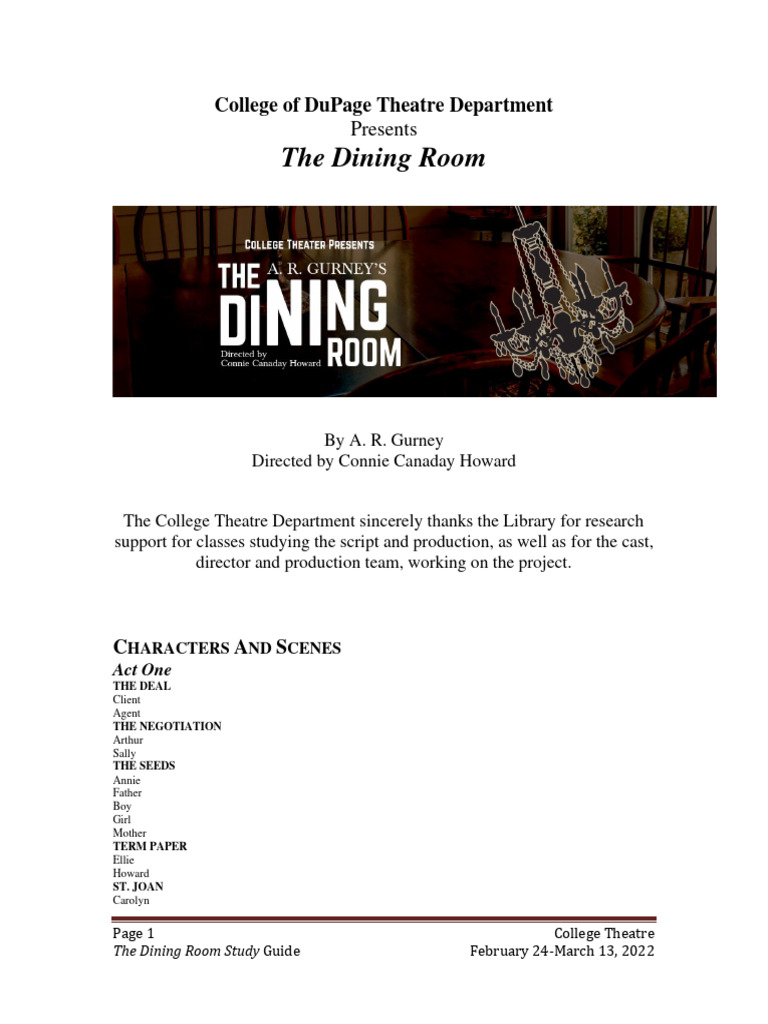 "The Dining Room" Study Guide | PDF | Theatre