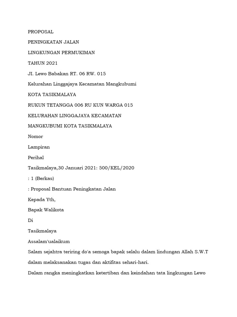 PROPOSAL - Docx Jalan | PDF | Perjalanan