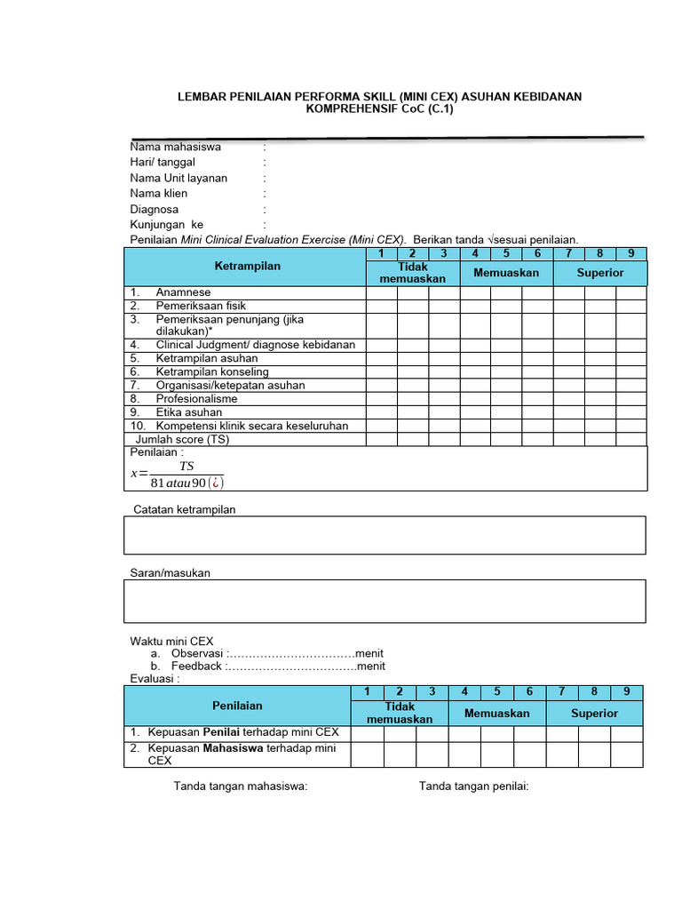 Lembar Penilaian Performa Skill | PDF