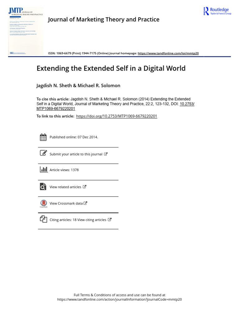 Extending The Extended Self in A Digital World 2014 | PDF | Online And ...