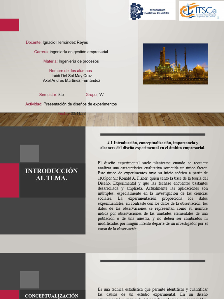 Presentacion U4 | PDF | Experimentar | Diseño de experimentos