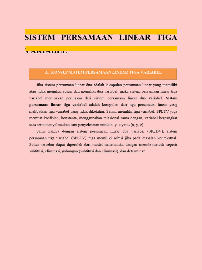 Bahan Ajar SPLTV | PDF | Metode & Bahan Ajar