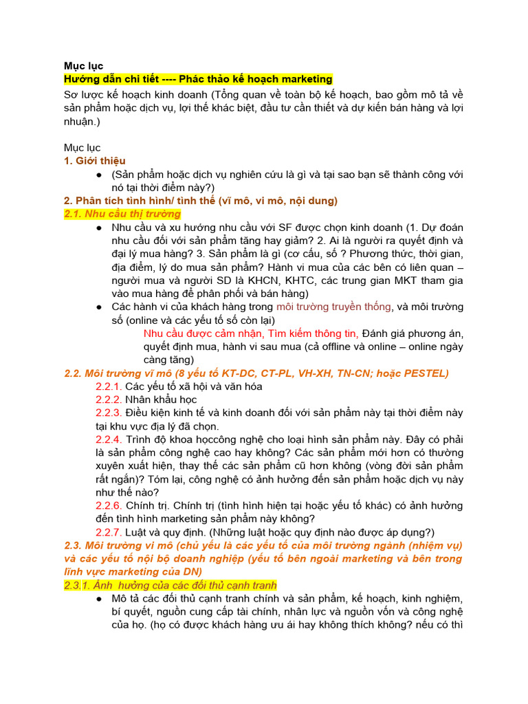 Phác-thảo-kế-hoạch-MKT-HP MKT CB | PDF