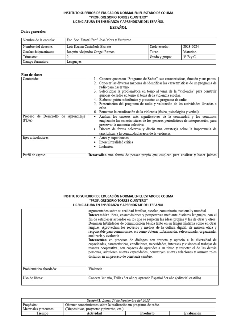 Planeación Programa de Radio | PDF | Evaluación | Enseñando