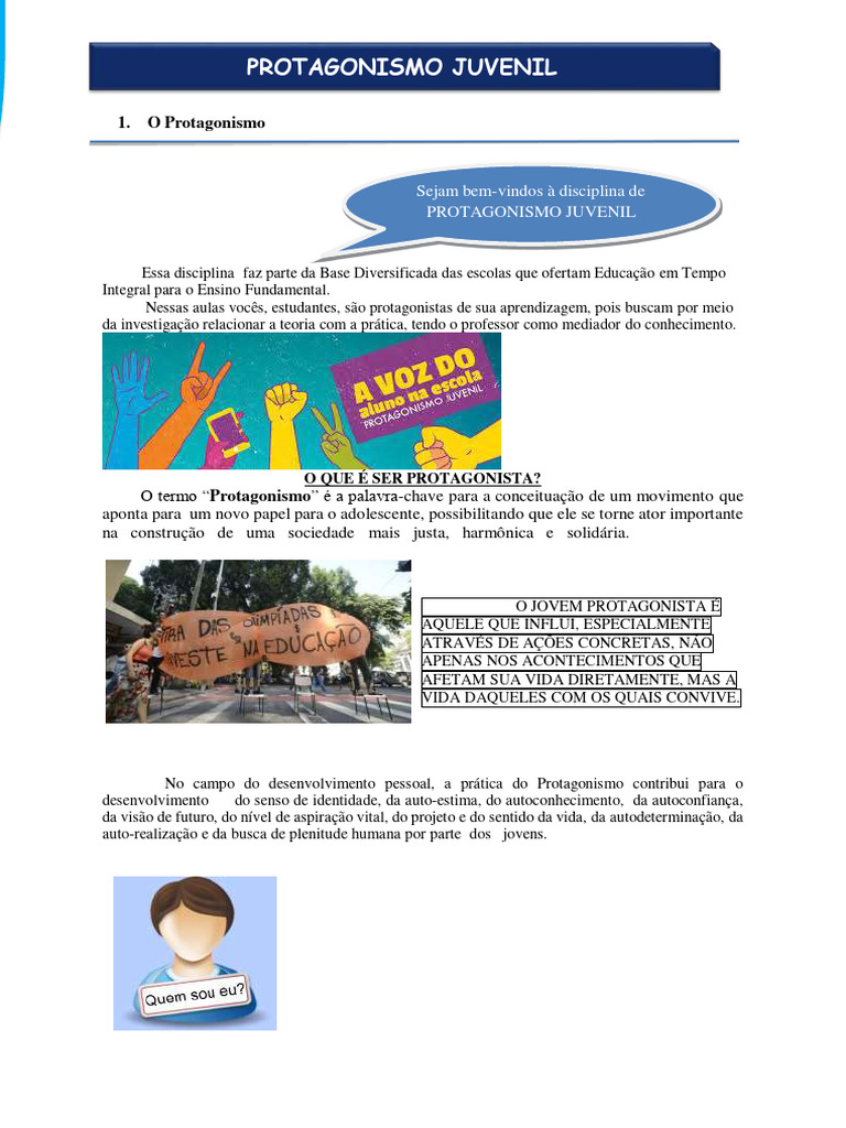 Atividade 1 - Março - o Que É Protagonismo | PDF | Aprendizado | Vida