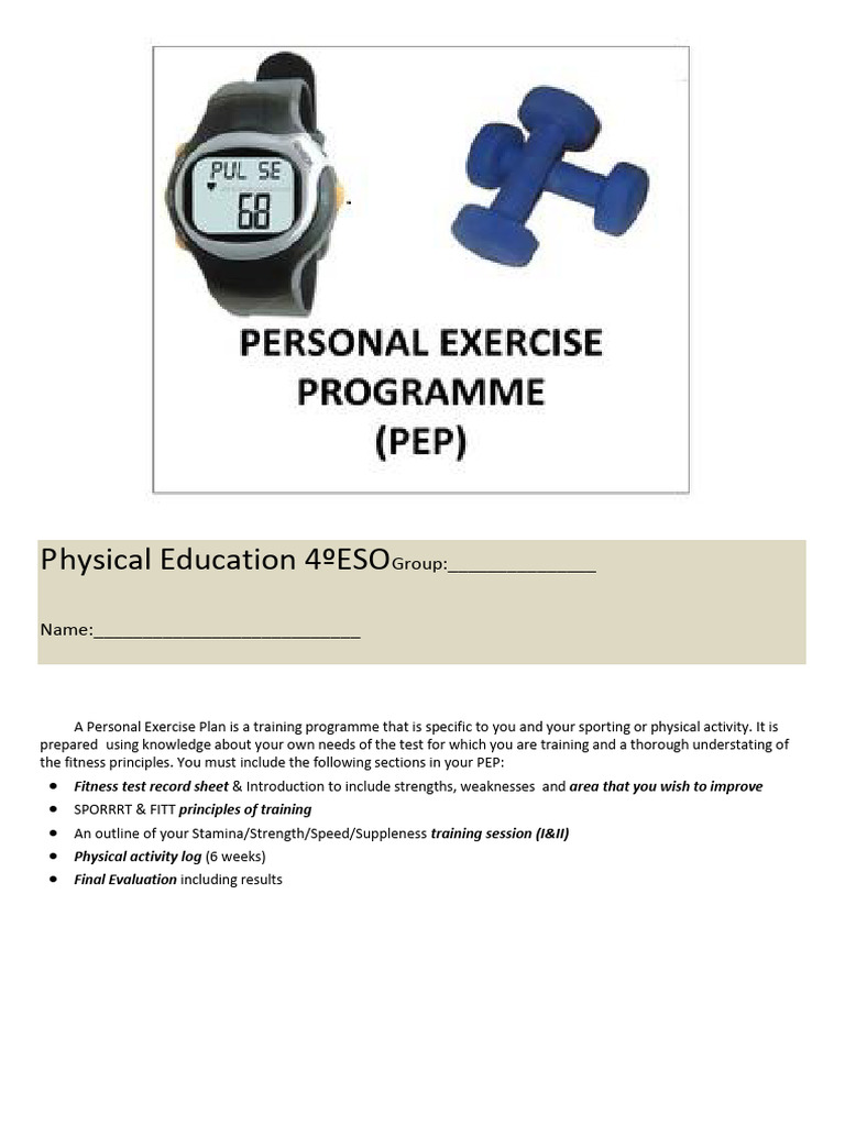 @personal Exercise Plan (PEP) 4ºESO VII | Download Free PDF | Physical ...