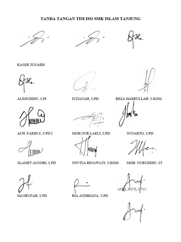 Tanda Tangan Tim Iso Smki Tanjung | PDF