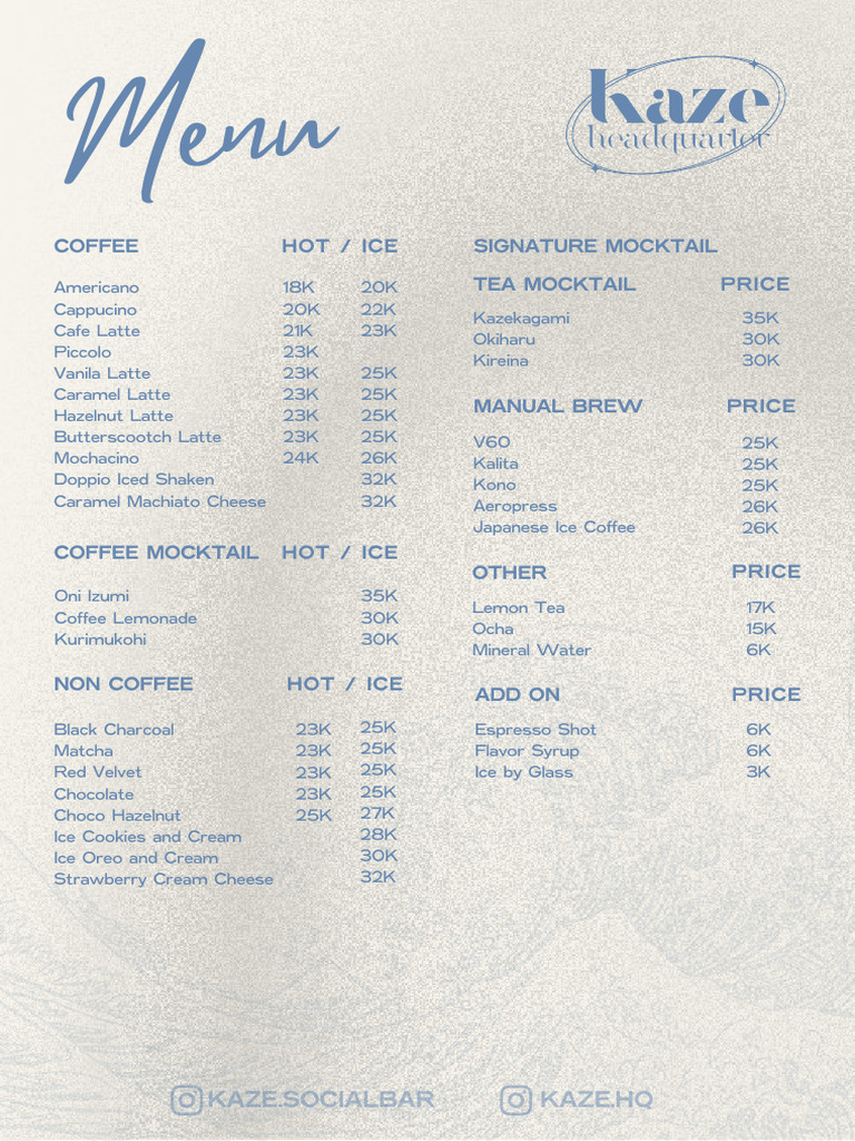 Kaze Menu | PDF | Spaghetti | Foods