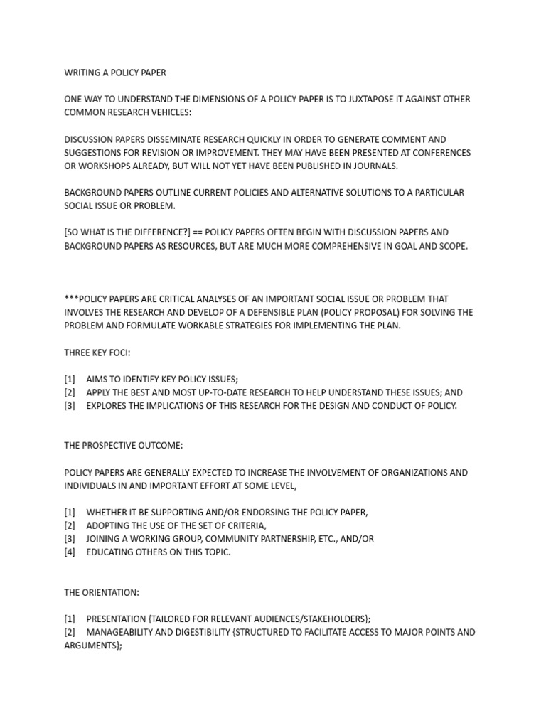 Writing A Policy Paper | PDF | Policy | Logic