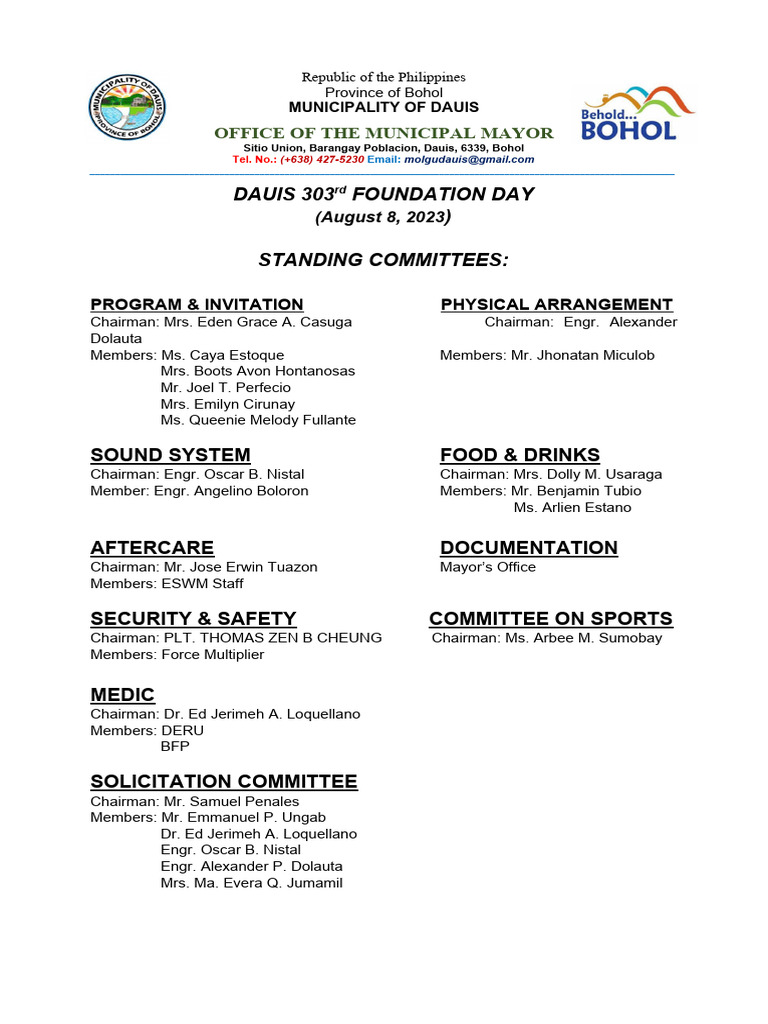 Standing Committees 2023 Foundation Day | PDF