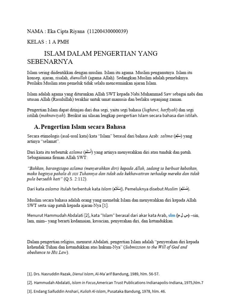Islam Dalam Pengertian Yang Sebenarnya | PDF | Agama & Spiritualitas