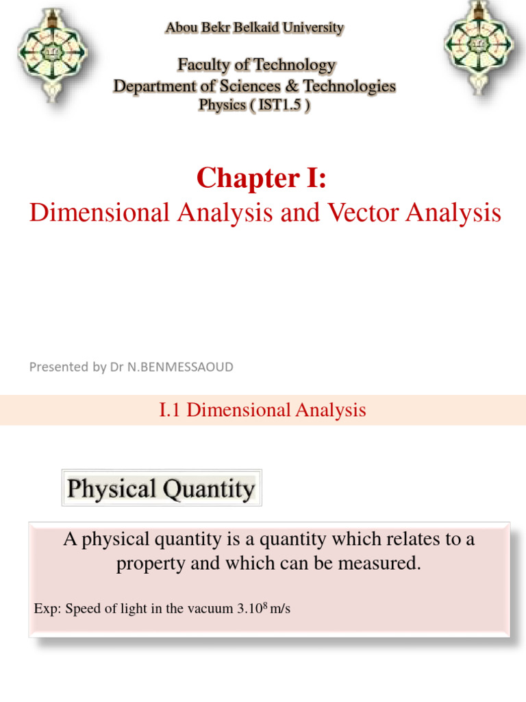 Chapter 1 (Dimensional Analysis and Vector Analysis) | PDF | Euclidean Vector | Metrology