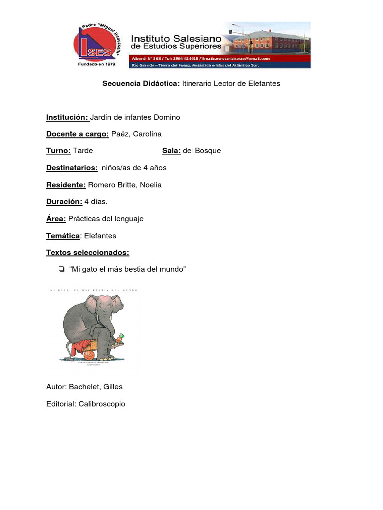 Itinerario Lector: Elefantes en el Aula | PDF | Educación de la primera ...