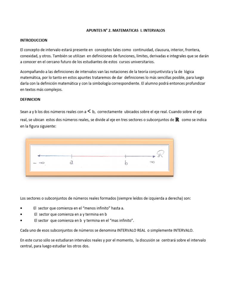 Apunte N°2 Matemáticas 1 Intervalos | PDF | Intervalo (Matemáticas) | Función continua