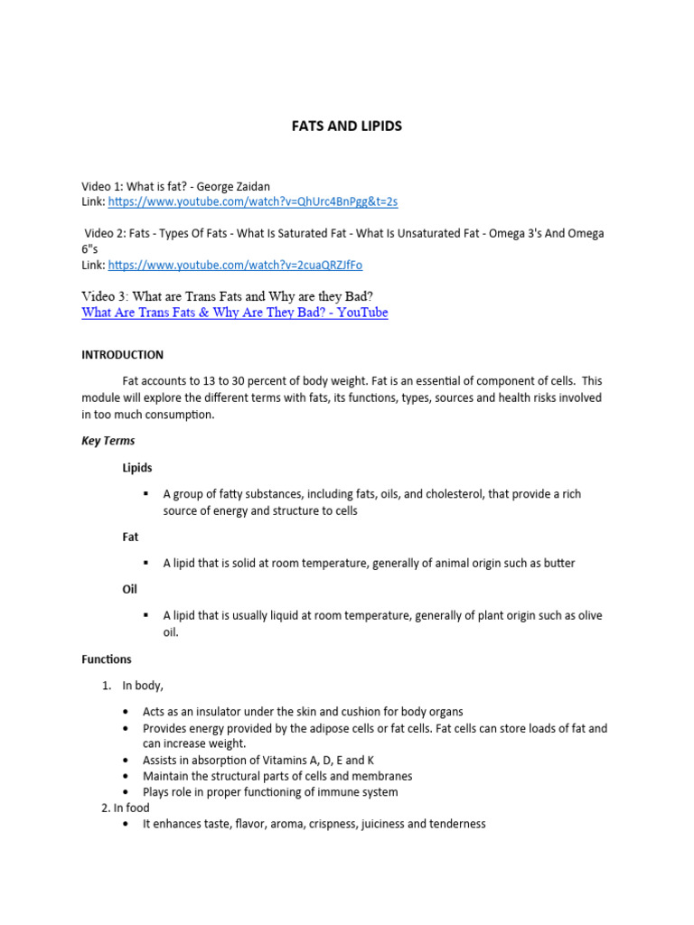 Week 7 Fats | PDF | Fat | Cholesterol