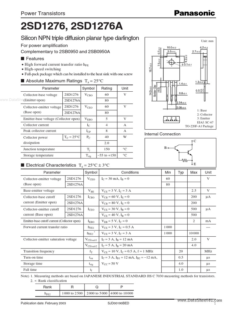 Data Sheet | PDF | Bipolar Junction Transistor | Electrical Engineering